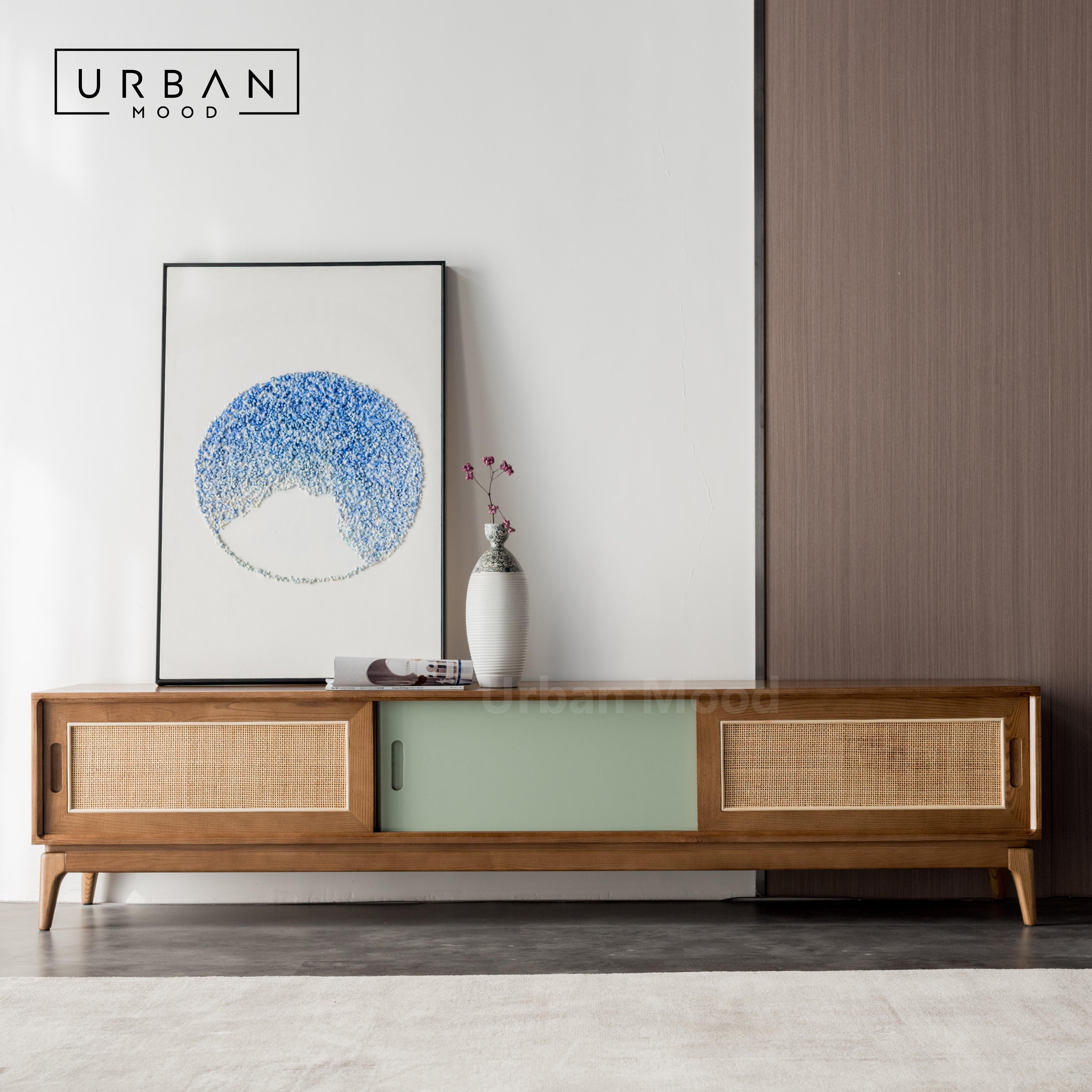 Premium | CHESHIRE Solid Wood Rattan TV Console – Wholesale Italy Furniture